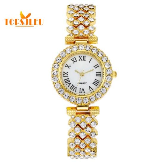 Cheap Shiny Rhinestone Watch Bracelet Set: Quartz Movement, Accurate ...
