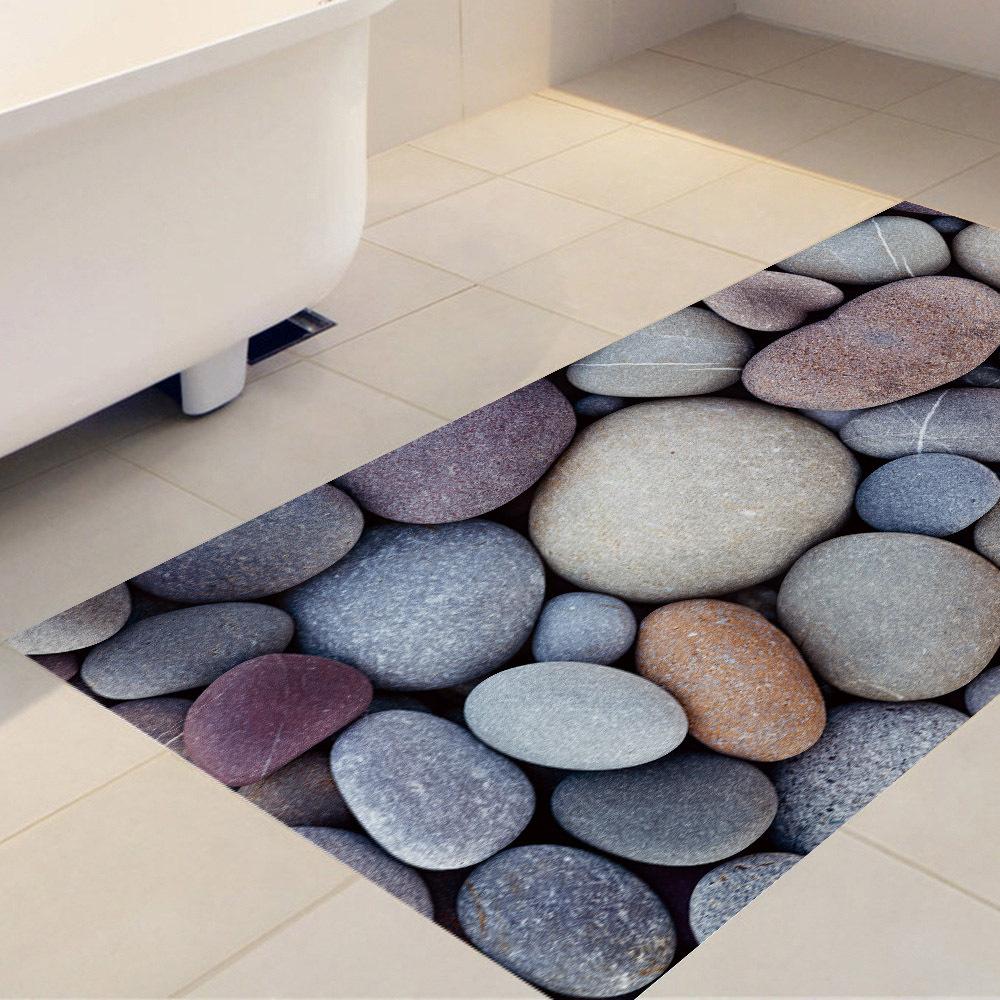 Buy 3D Stone Printed Long Floor Mats Non-Slip Kitchen Carpet Pebble ...