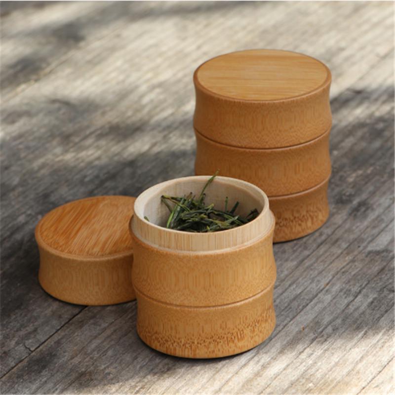 Buy Natural Bamboo Storage Bottle Jars Wooden Small Box Containers For ...
