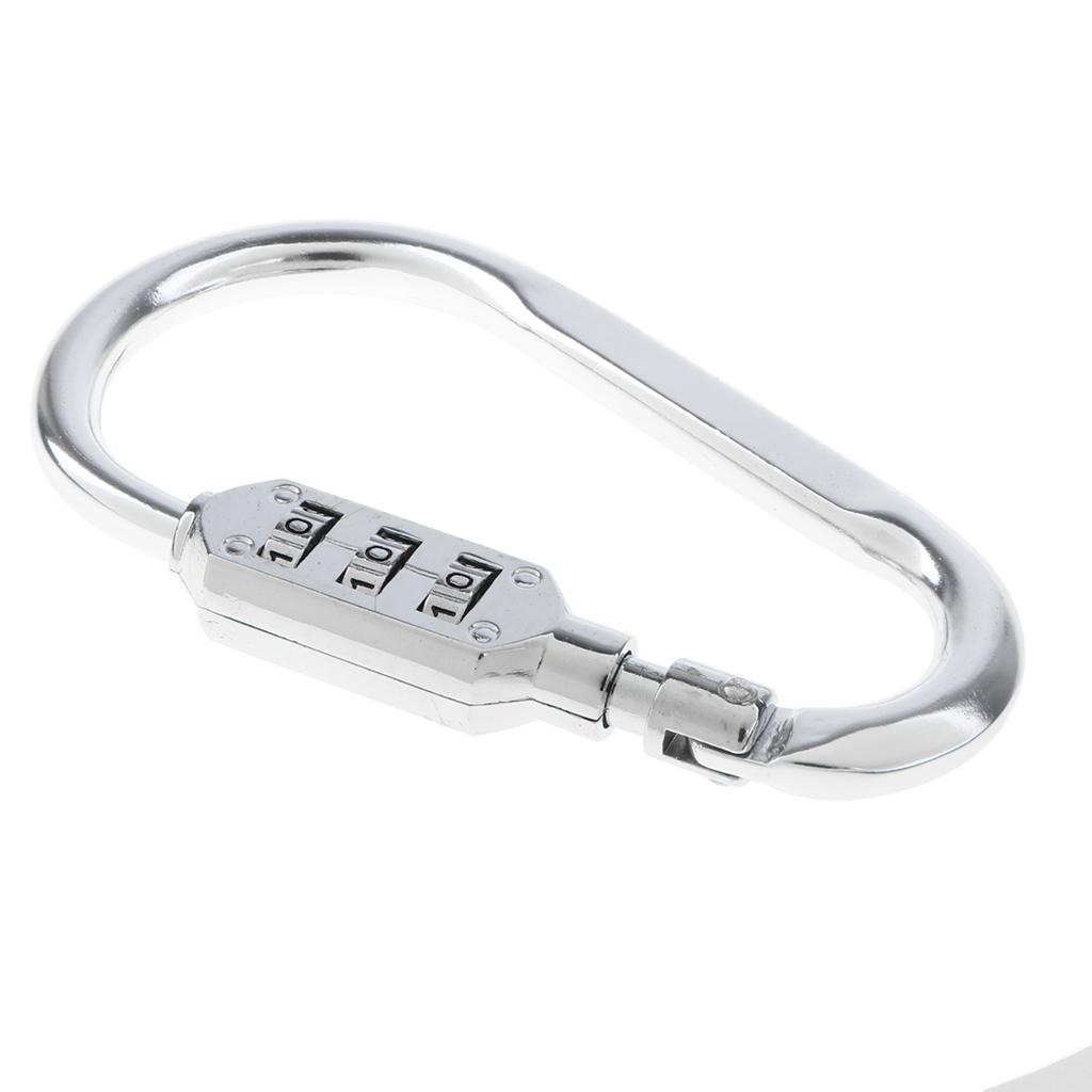 Buy Carabiner Hook Buckle Clip Keychain with 3 Digits Combination Lock ...