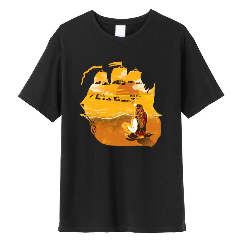 Vahşi Korsan Baskı Plus Boyut XS-6XL T-Shirt 100%Pamuk Bak üstleri O Yaka Kısa Kollu Tees Yaz ...