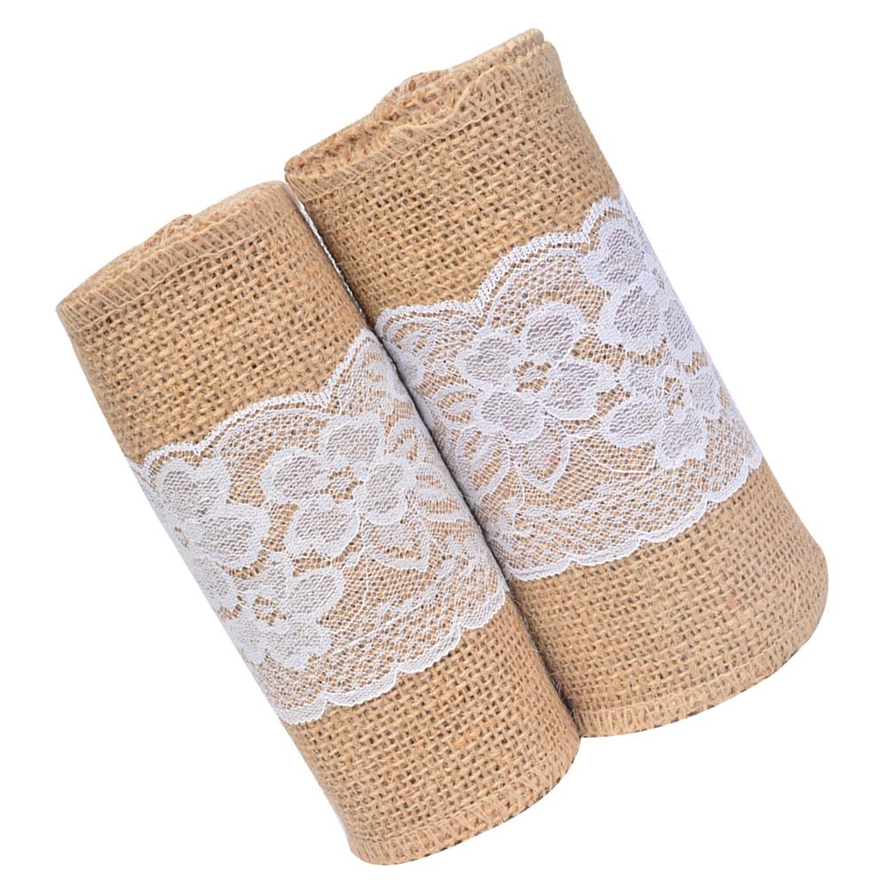 Buy 2pcs Chair Bands Vintage Burlap Lace Country Style Chair Cover Tie ...