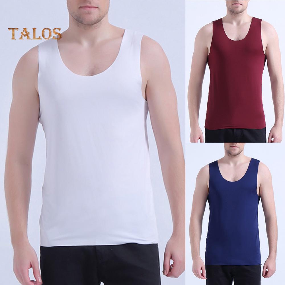 Buy CMW Men Low-cut Neck Sleeveless Seamless Cotton T-shirt Fitness ...