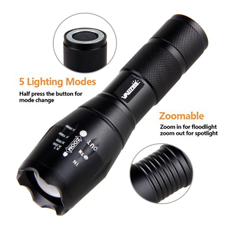 Buy 5000 Lumen 5 Modes XM-L T6 LED Tactical Hunting Flashlight White ...
