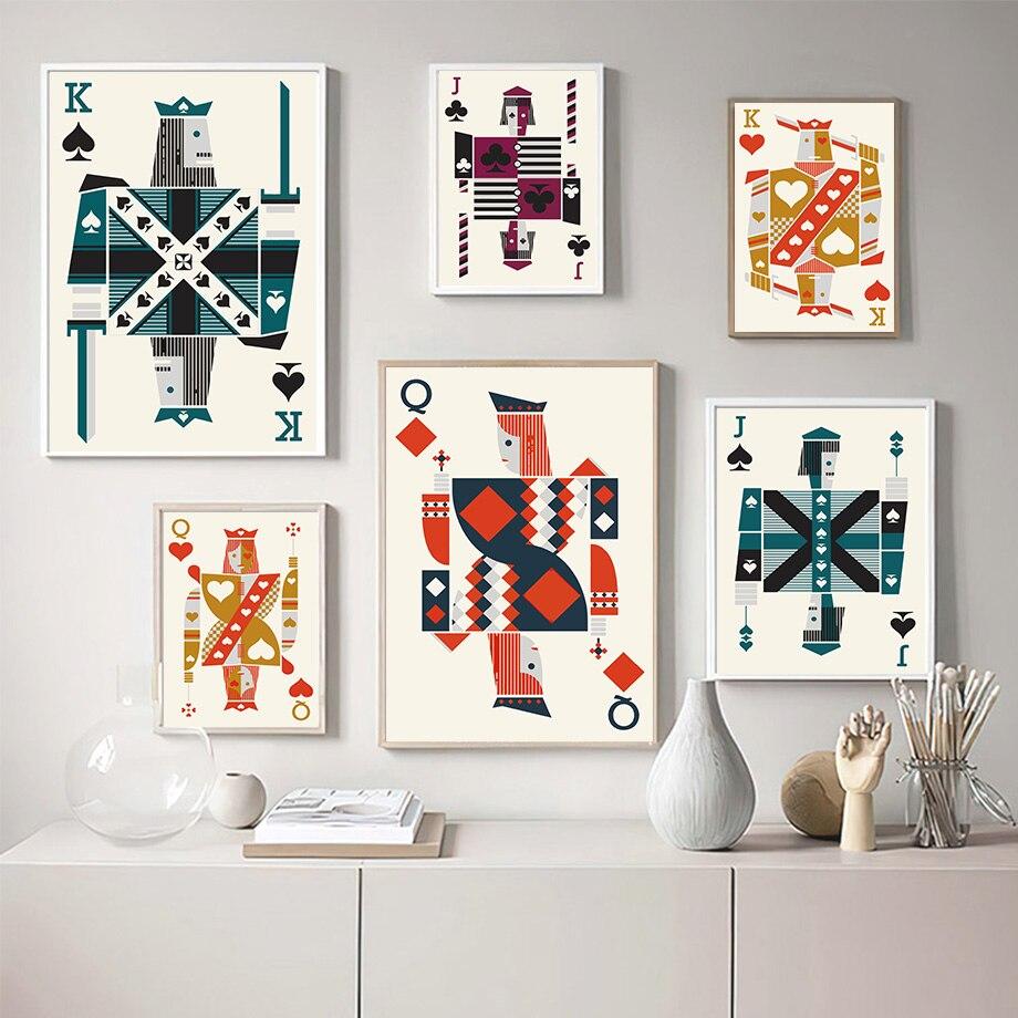Poker Cards Jack King Queen Of Hearts JQK Wall Art Canvas Painting ...