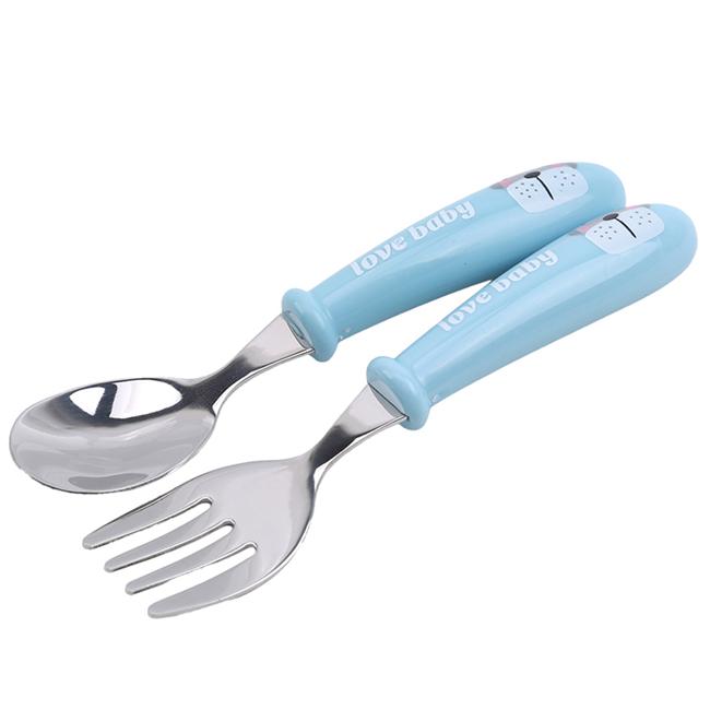 Buy Baby Feeding Spoon Fork Set Stainless Steel Infant Baby Tableware ...