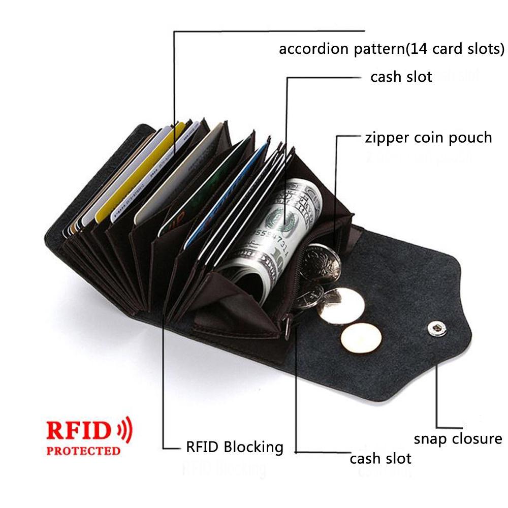 Buy RFID Blocking Credit Card Holders Wallet 14 Card Slots Genuine ...