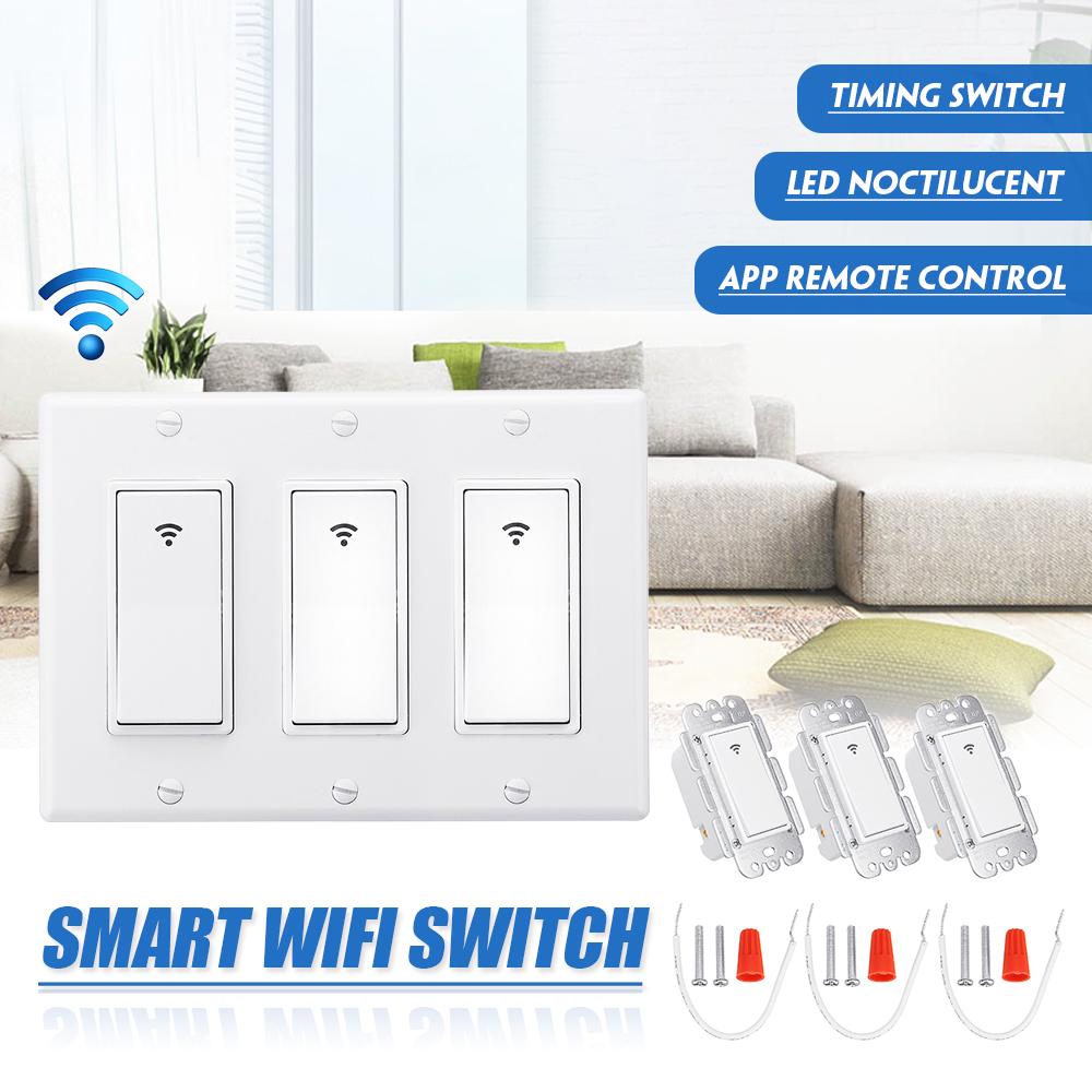 Buy Smart Home WIFI Switch 3 Gangs LED APP Remote Control Metope Wall ...