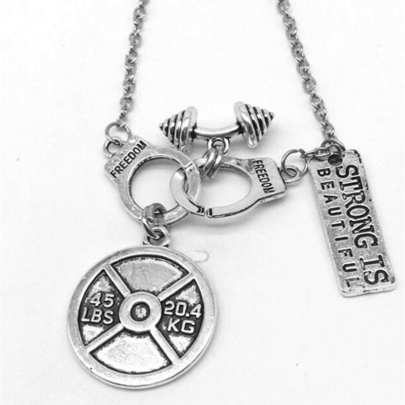 Buy Three Sets of 45 Weightlifting Barbell Jewelry Pendant Necklace ...
