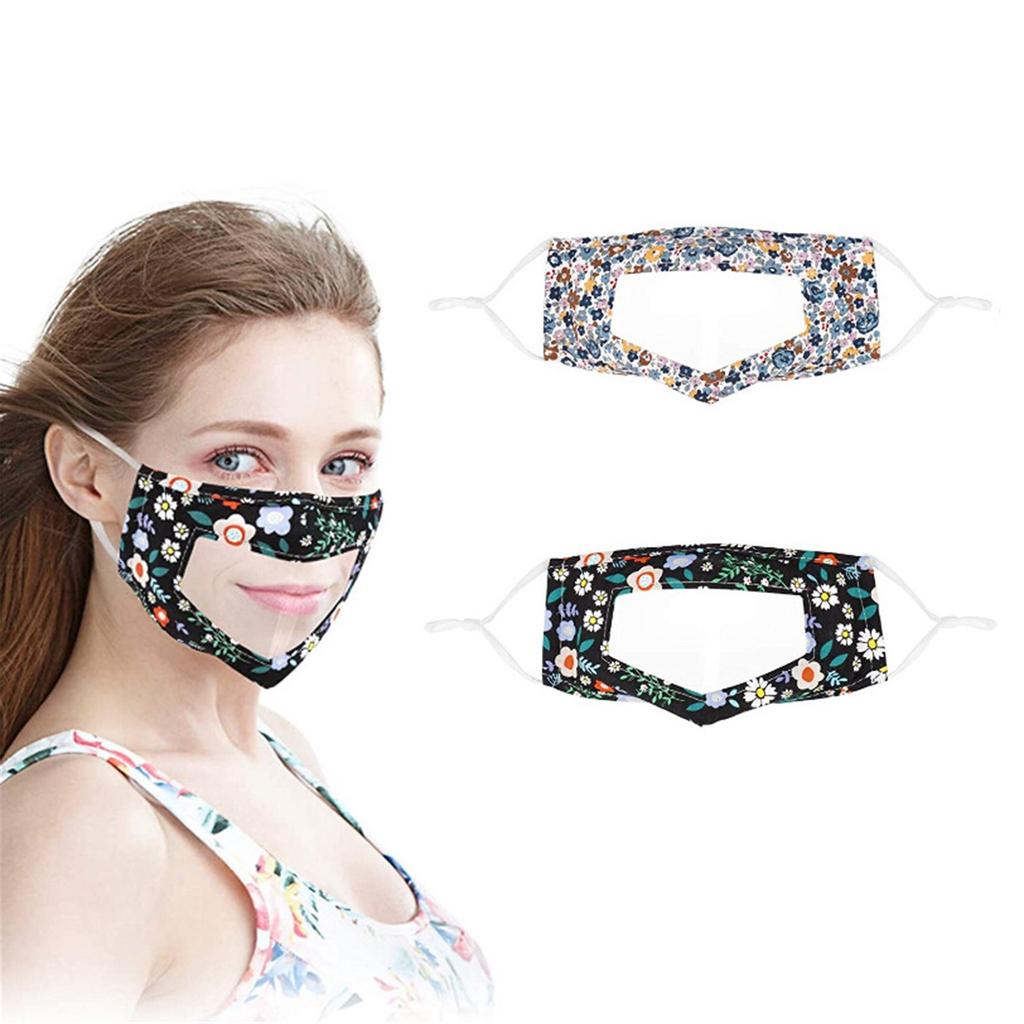 Buy 2PC Smile Communicator Face Mask With Clear Mouth Expression Lip ...