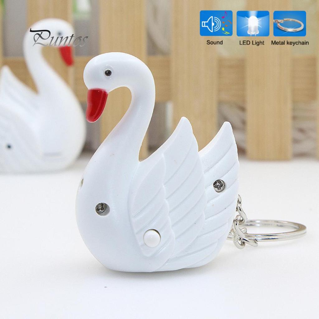 Buy Cute Swan Pendant Keychain with LED Light Sound Key Ring Holder ...