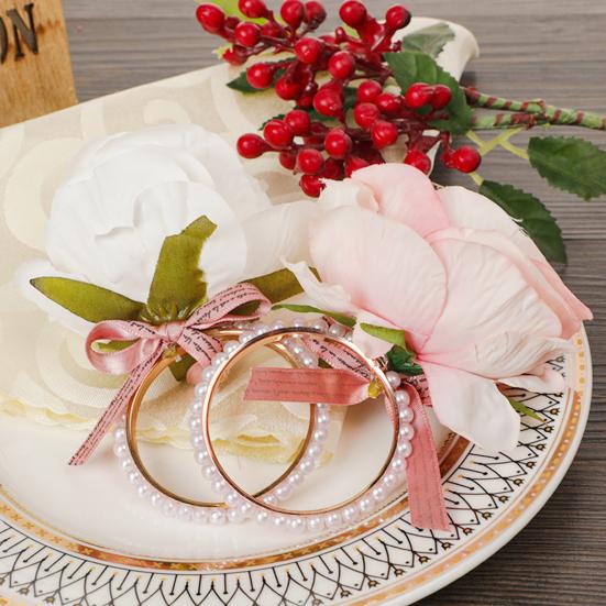 Buy 2Pcs Table Decor Pretty Stylish Artificial Flower Faux Napkin ...