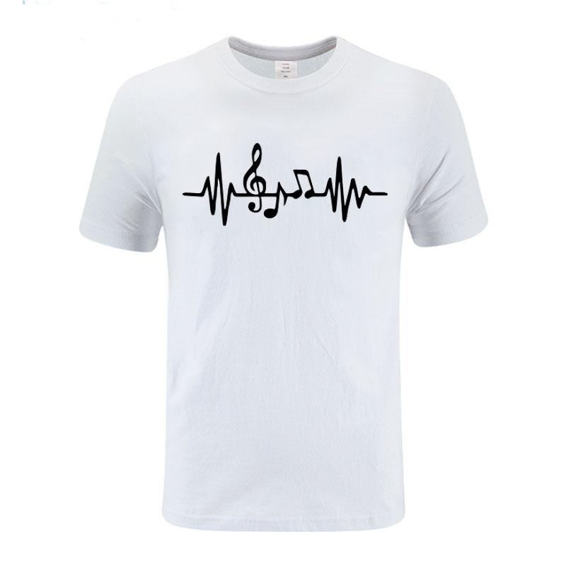 Summer Music Heart Beat T Shirt Men Musical Note Tee Funny Graphic ...