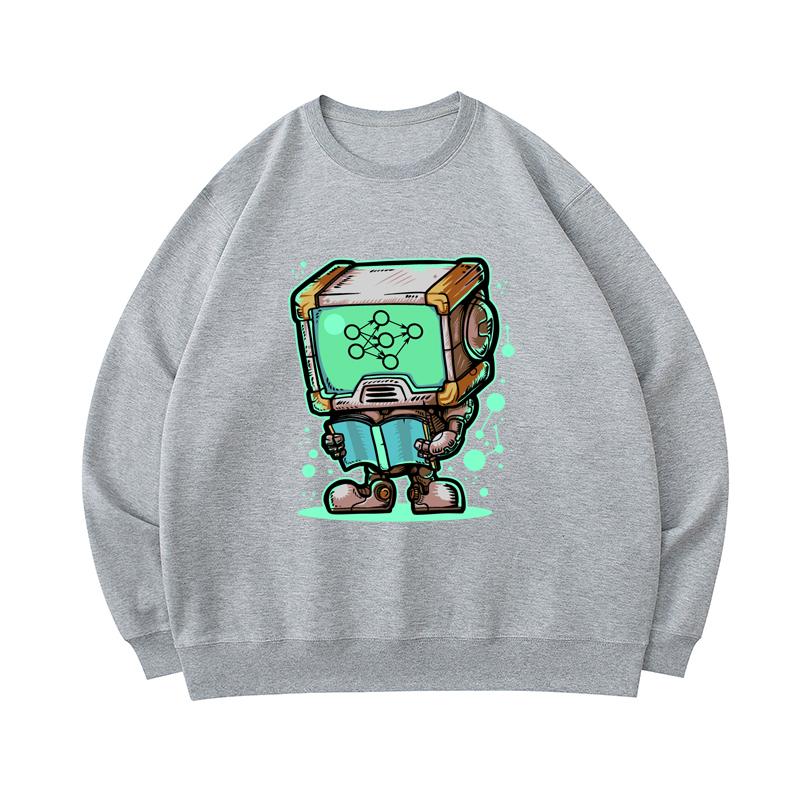 Cheap Men's 300 GSM 100% Cotton Sweatshirt Machine Learning Robot Print ...