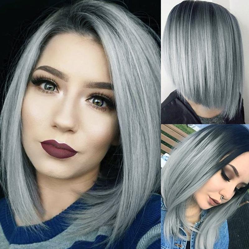 Buy Snow Bunny Short Straight Hair High Temperature Silk Gray Wig ...