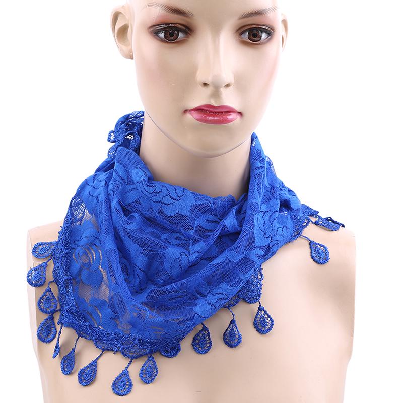 Buy Women Floral Triangle Lace Scarf Spring Summer Rose Flower Scarves ...