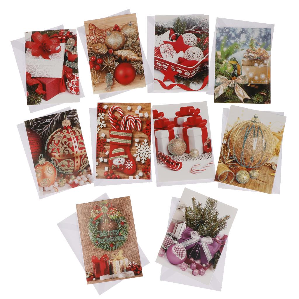 Buy 10pcs/set Merry Christmas Greeting Cards Holiday Xmas Card Envelope ...