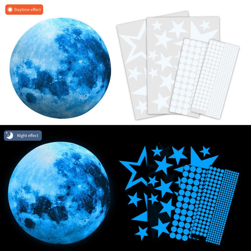 Buy 30cm Blue Moon 435pcs Blue Luminous Moon Star Sticker 166pcs Star ...