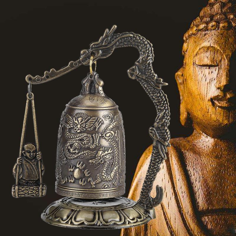 Buy Bronze Carved Dragon Monk Bell Antique Geomantic Artware Home ...