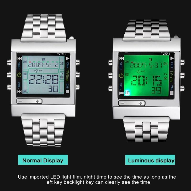 Buy LED Digital Quartz Watch Men Waterproof Smart Alarm Remote Control ...