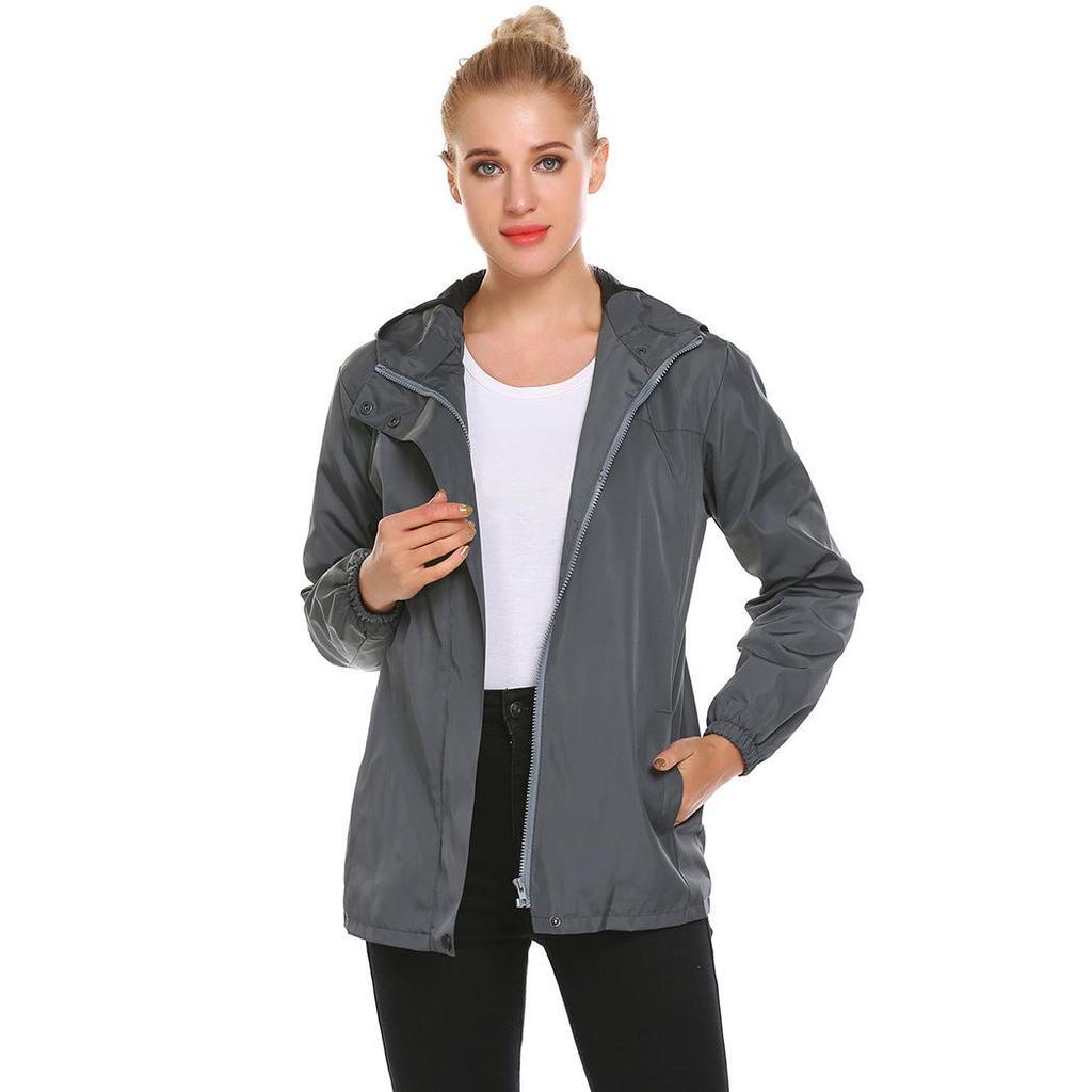 Women Casual Hooded Long Sleeve Elastic Cuffs Solid Regular Fit Outwear ...