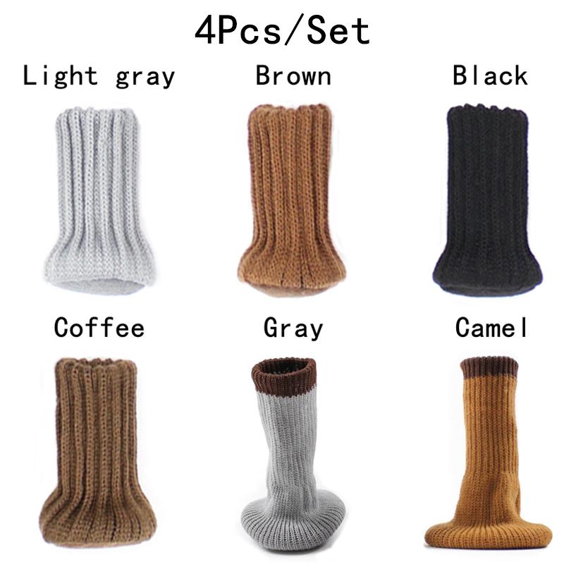 Buy 4Pcs/Set Non-Slip Knitted Chair Socks Furniture Socks Pads Chair ...