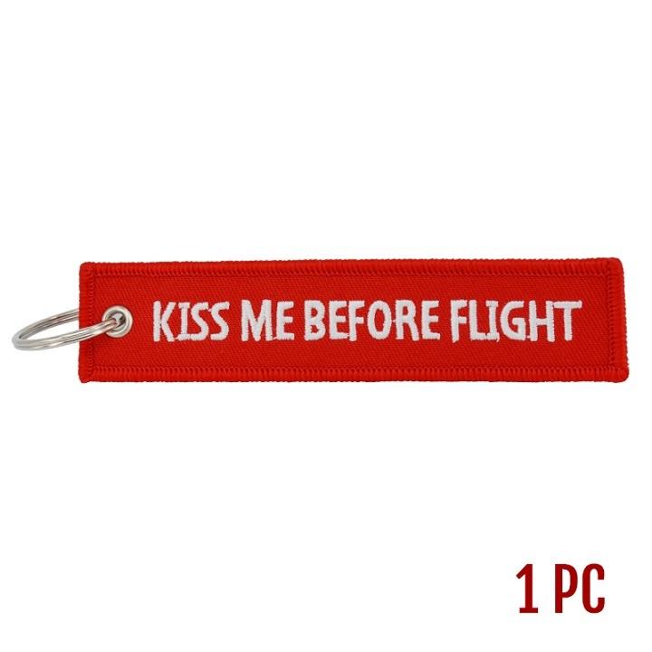 Buy Kiss Me Before Flight Key Chain Red Embroidery Key Ring Keychains ...