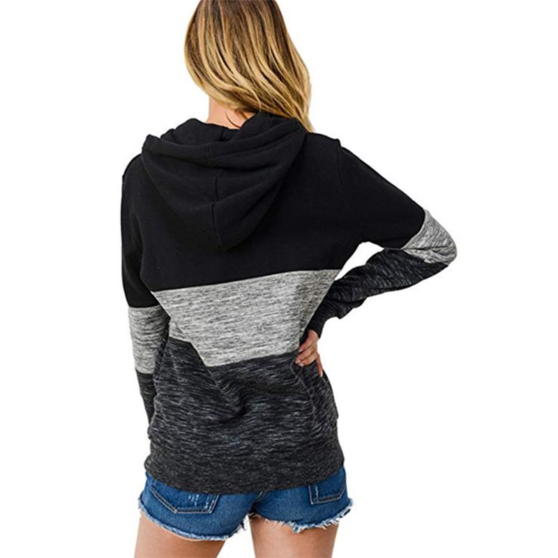 Buy Spring Women Casual Color Patchwork Hoodies Female Long Sleeve ...