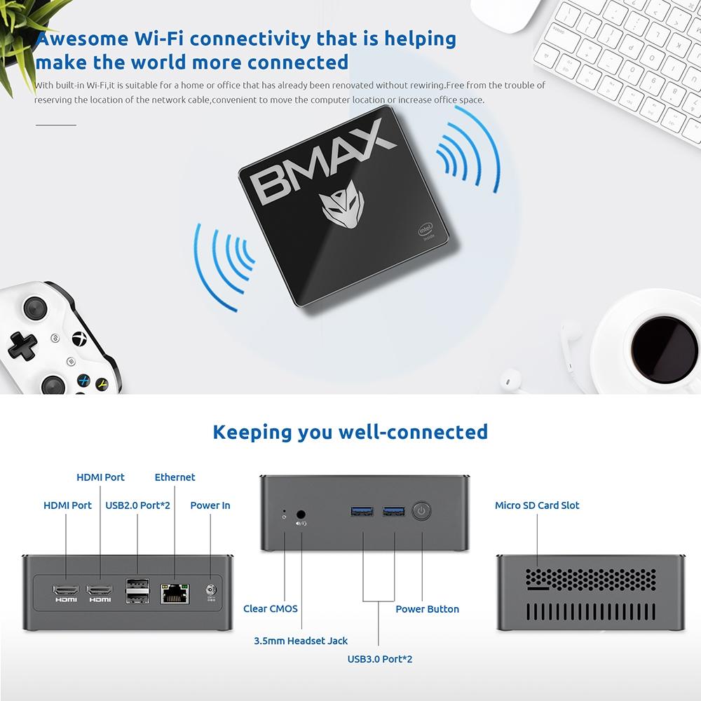 Buy BMAX B2 Windows 10 Mini PC, 8GB+128GB, Intel Celeron N3450, Support HDMI / RJ45 / TF Card ...