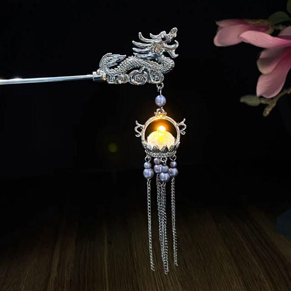 Headwear Luminous Lantern Hair Stick Tassel Chinese Style Hair Clip ...