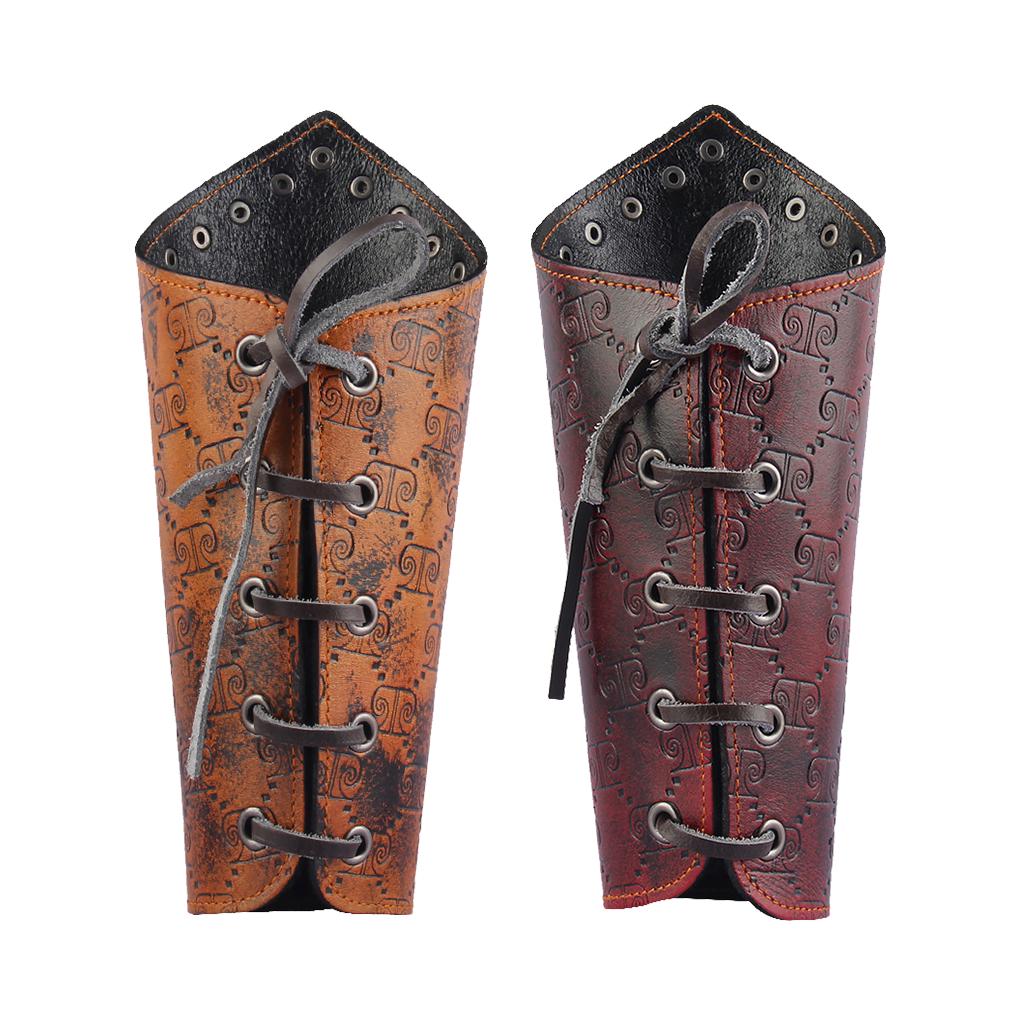 Buy Embossed Gothic Leather Wrist Bracer Arm Guards Protector Wristband ...