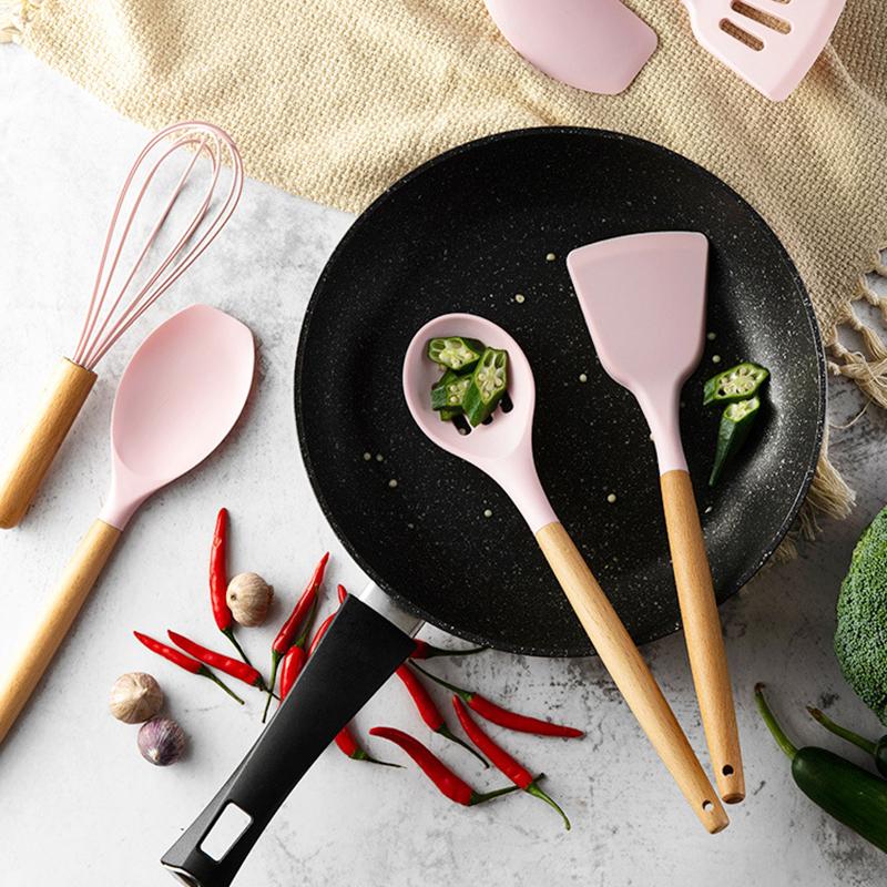 Pink Cooking Utensils Silicone Utensil Set Kitchen Utensil Set Safety
