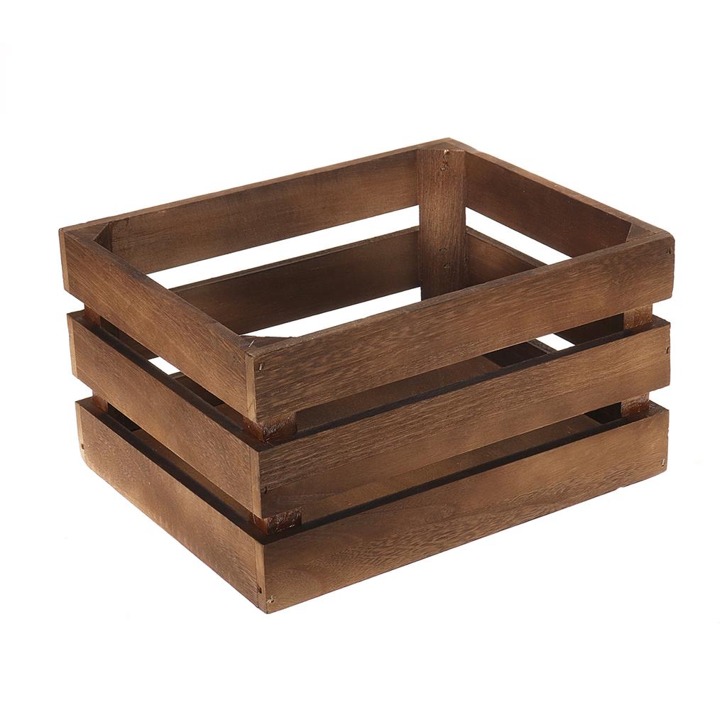 Rustic Wooden Slatted Crates Vintage Display Storage Box Christmas Gift ...