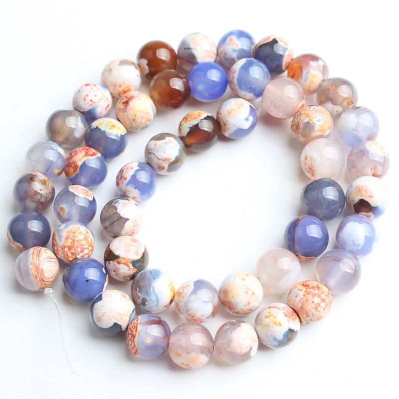 Buy 6/8/10mm Natural Orange Blue Fire Stone for Jewelry Making Loose ...