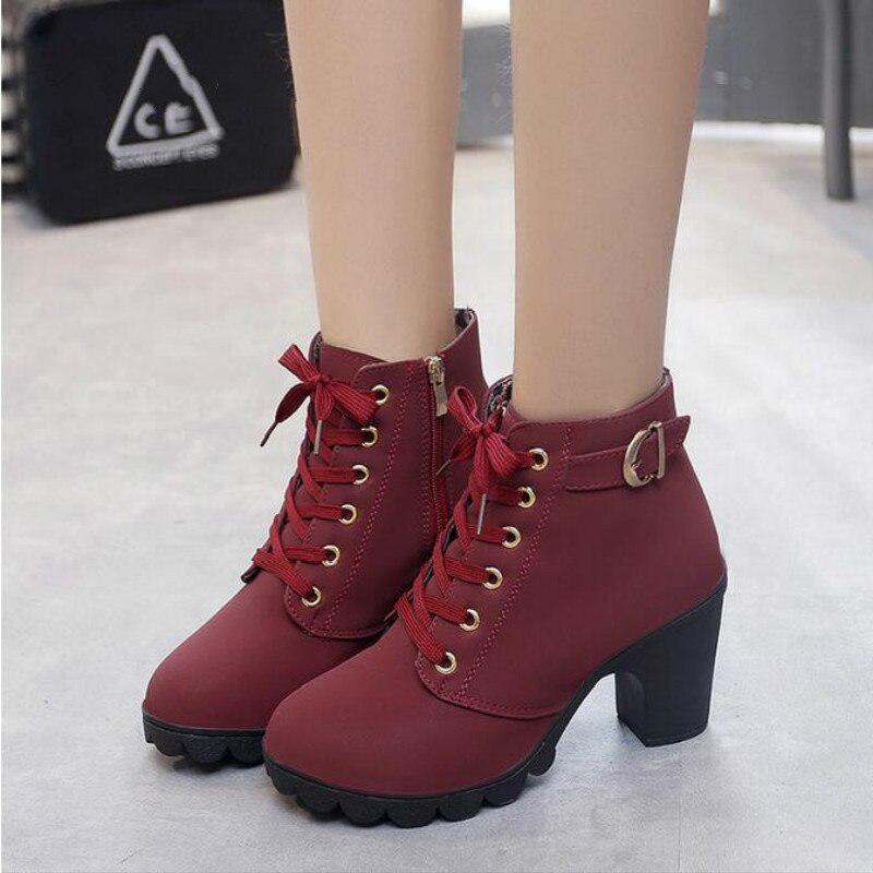 Buy Winter Women Pumps Warm Ankle Boots Waterproof High Heels Snow ...