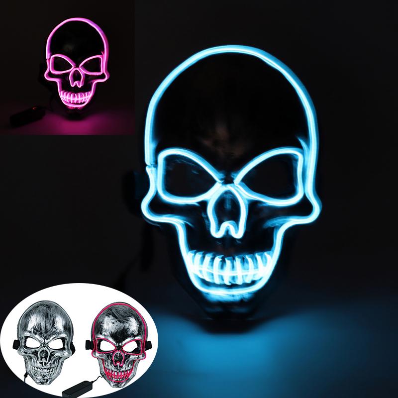 Buy Glowing EL Wire Woven Skull Shape Halloween Light Up Mask Carnival ...