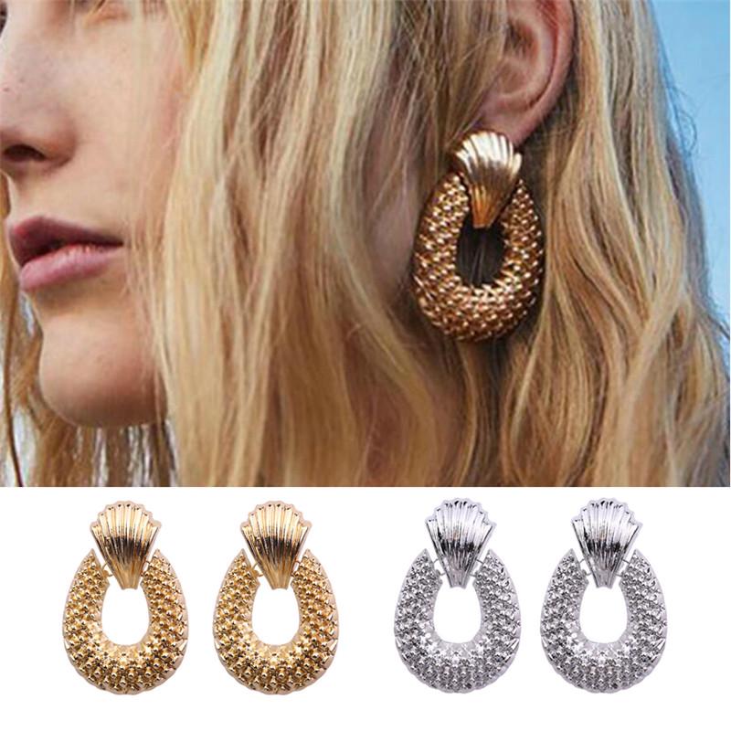 Exaggerated Punk Metal Earrings Gold Color Drop Earring Geometric ...