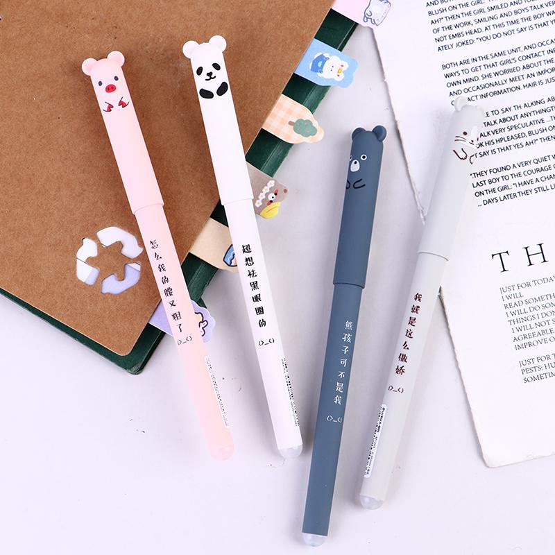 4Pc/Set Cute Pig Bear Cat Mouse Erasable Gel Pen School Office ...