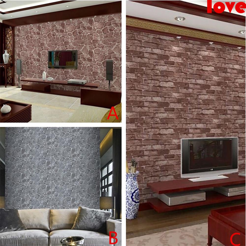 Buy 3D Brick Stone Rustic Effect Self-adhesive Wall Sticker Home Decor ...