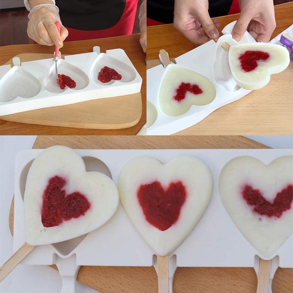 Buy Heart-shaped Ice Cream Mold 4-hole Pudding Mold Environmentally ...