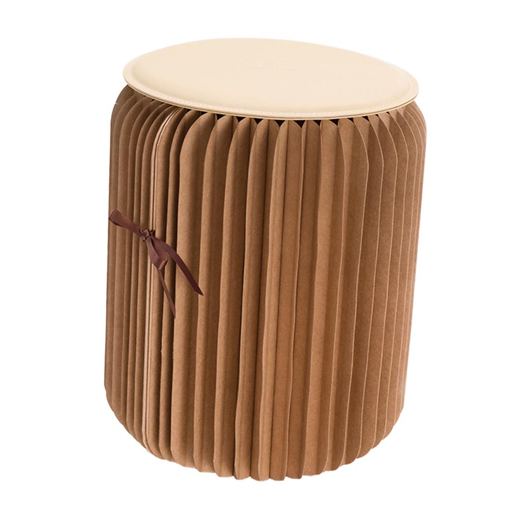 Buy Creative Round Waterproof Folding Kraft Paper Stool 35cm Brown at ...