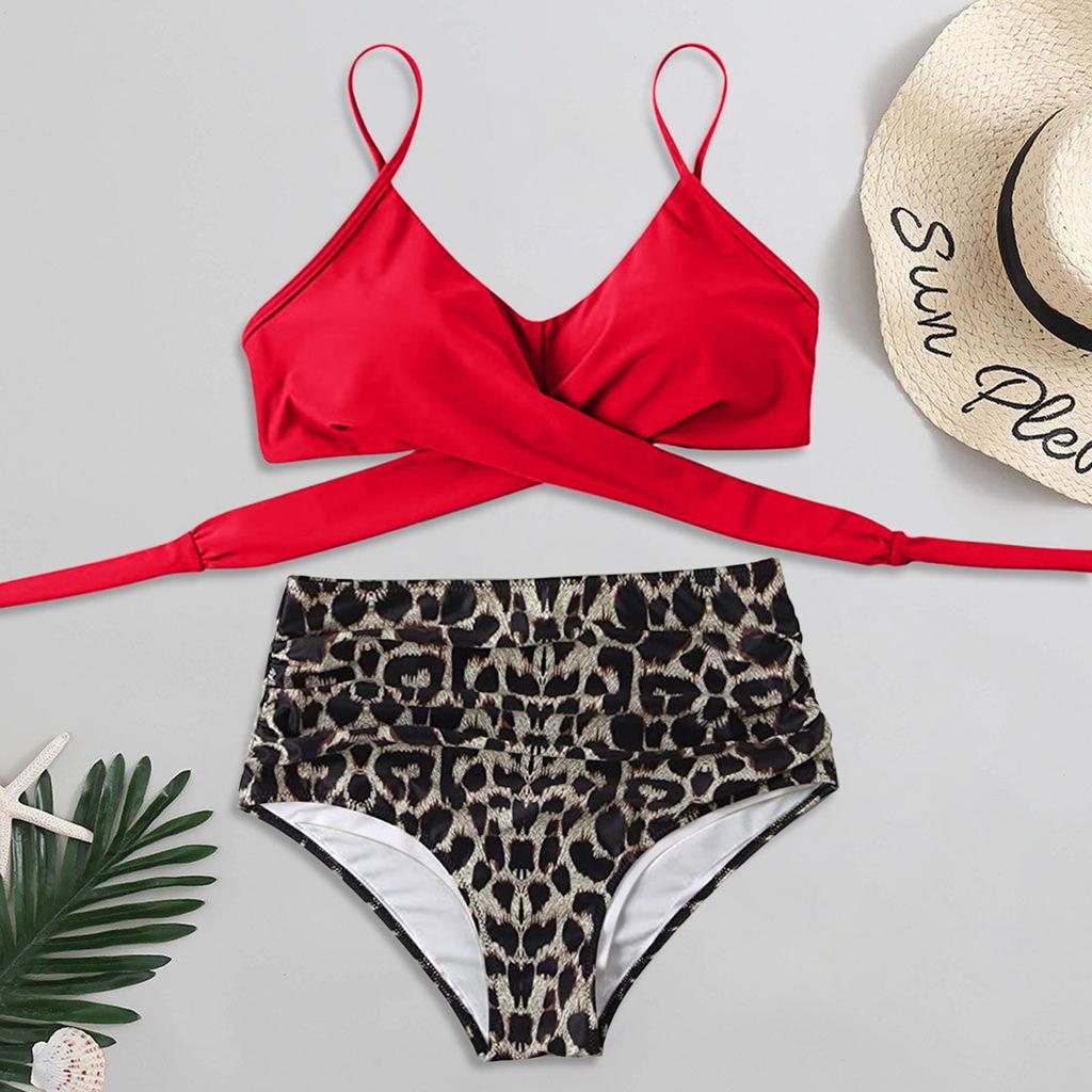 Kaufe Badeanzüge Für Frauen 2 Teilig Hawaiian Tropical Print Swim Cami Bh Und Rüschen Badesets