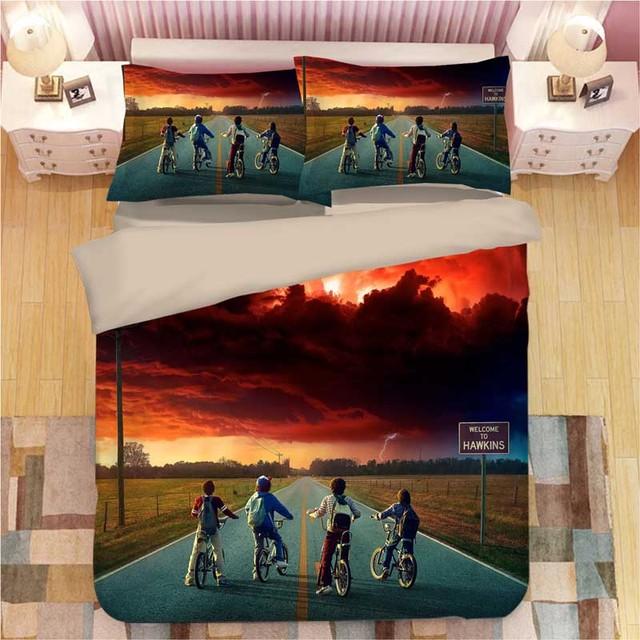 Cheap Stranger Things Bed Linen Cartoon Anime Duvet Covers Pillowcases ...