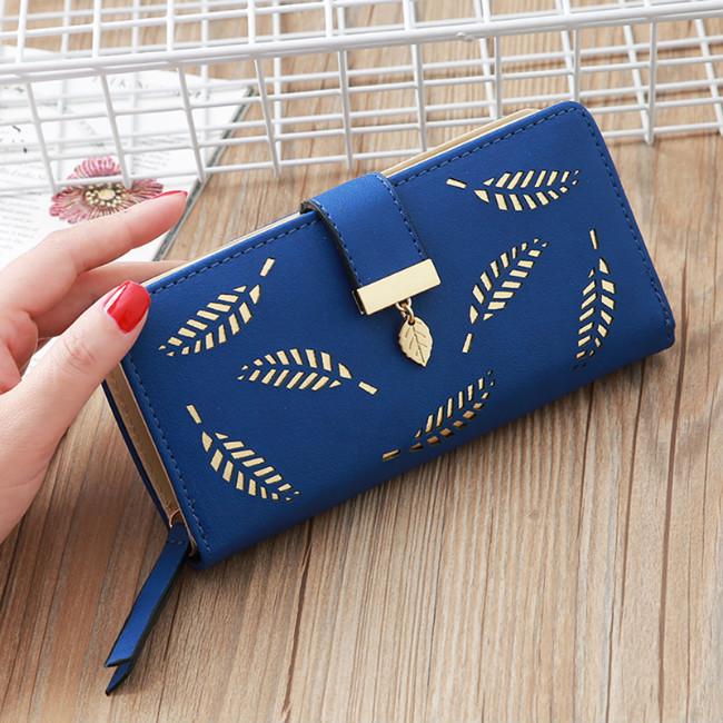 Buy Women's Leaves Hollow Coin Bag Simple Bow Coin Purse Zipper Wallet ...