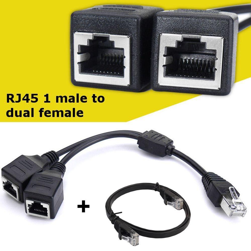 RJ45 Splitter Adapter 1 To 2 Dual Female Port CAT 6 LAN Ethernet ...