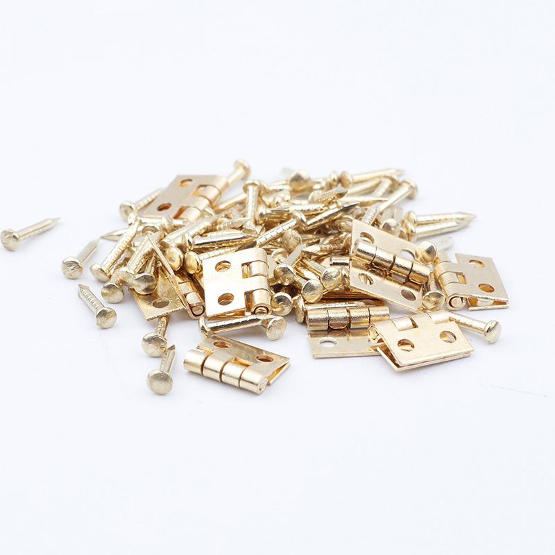 Buy 10pcs DIY Craft Gold Mini Brass Hinge Hardware Nail 8*10mm For ...
