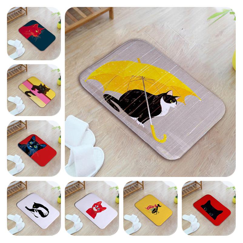 Buy Multi Colorful Cat Doormat Kitty Cute Cartoon Carpet Flannel Soft ...