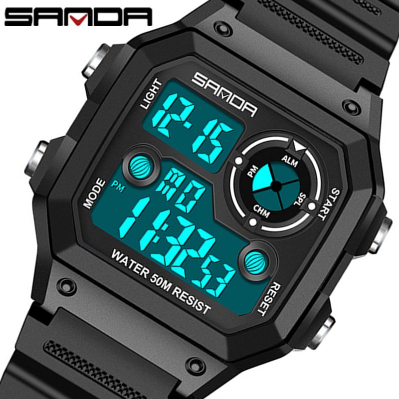 Buy New SANDA Square Trend Fashion Electronic Watch Waterproof Luminous ...