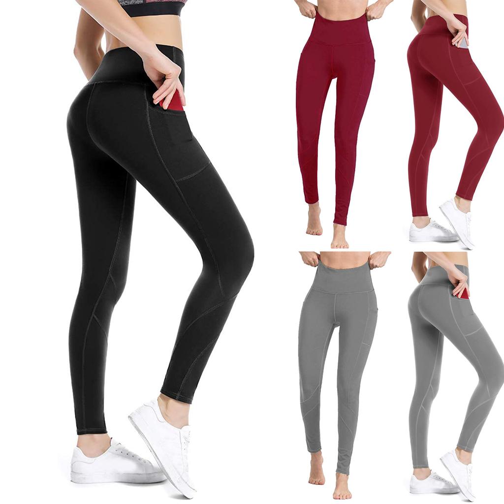 Buy Women's Solid Color Fashion Pocket Tight Fitness Sports Running ...