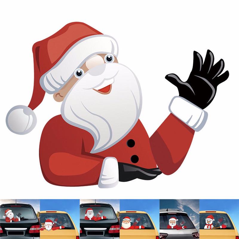 Christmas Windshield Sticker Santa Claus Cute Window Decals Car Wiper ...